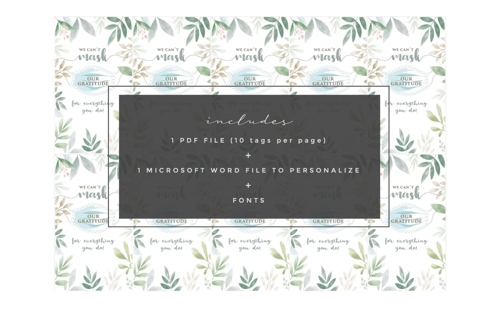 PRINTABLE We Can't MASK Our Gratitude Thank You for All - Etsy