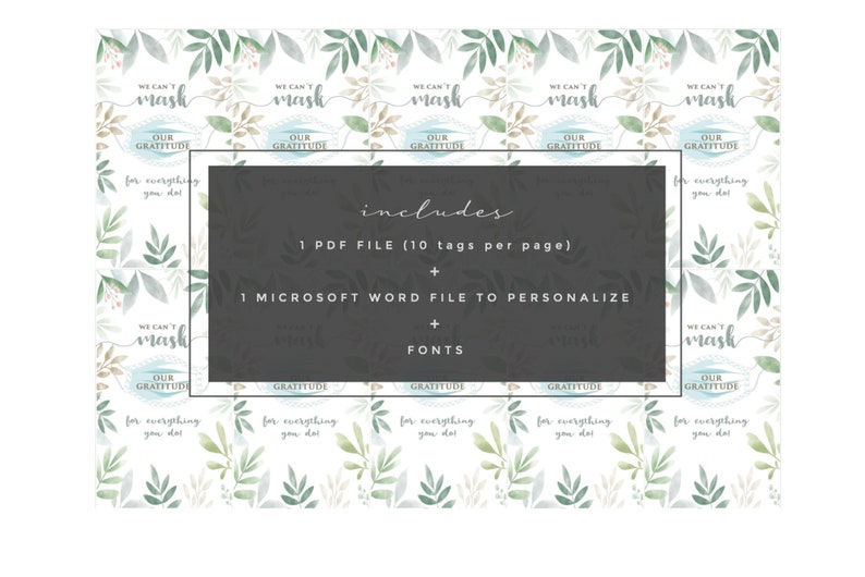 PRINTABLE We Can't MASK Our Gratitude Thank You for All - Etsy