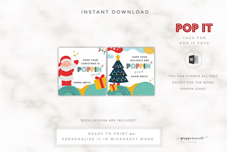 Holidays Pop It Gift Tags Personalized Pop It Tag Christmas | Etsy