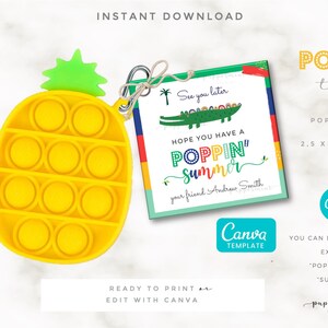 Summer Tags End of Year, Pop It Gift Tags, Pop-it Gift Labels, Teacher ...