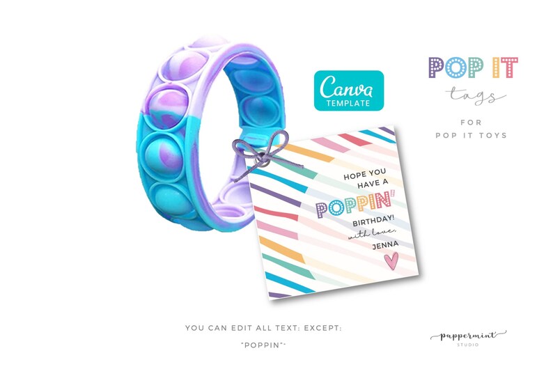 EDITABLE Pop It Gift Tags Personalized Pop It Tag Teacher - Etsy