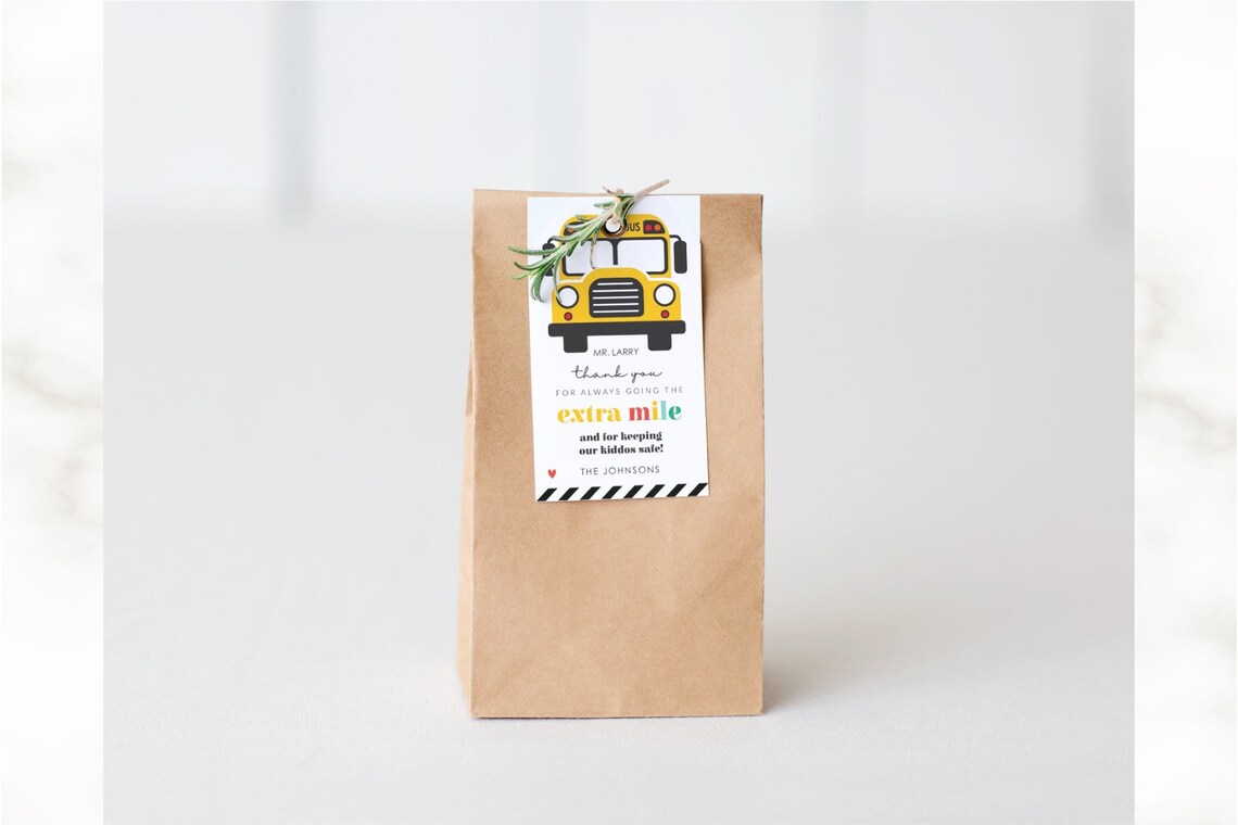 School Bus Driver Appreciation Gift Tag: Editable Thank You (microsoft ...