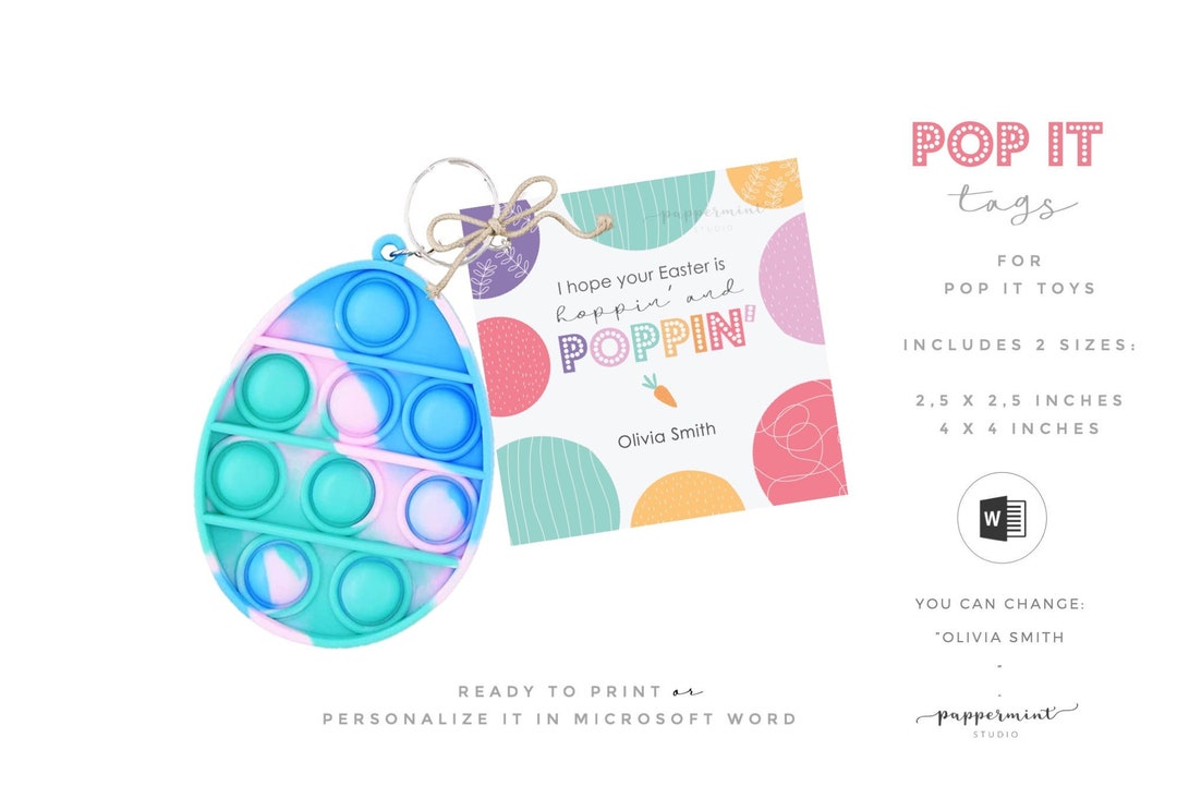 Easter Pop It Gift Tags Personalized Pop It Tag Teacher - Etsy