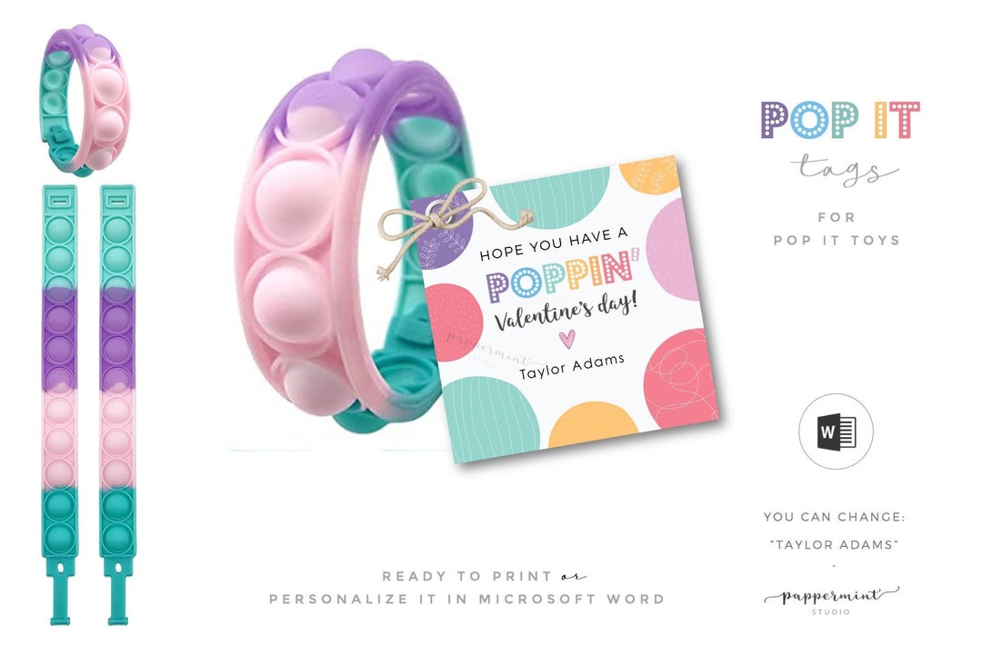 Valentines Pop It Gift Tags: Personalized Teacher Gifts (instant ...