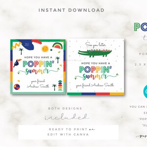 Pop It Gift Tags, Hope You Have a Poppin Summer, Pop-it Gift Labels ...