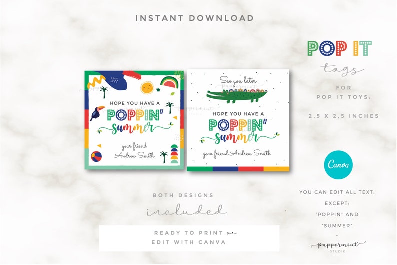 Pop It Gift Tags Hope You Have a Poppin Summer Pop-it Gift - Etsy