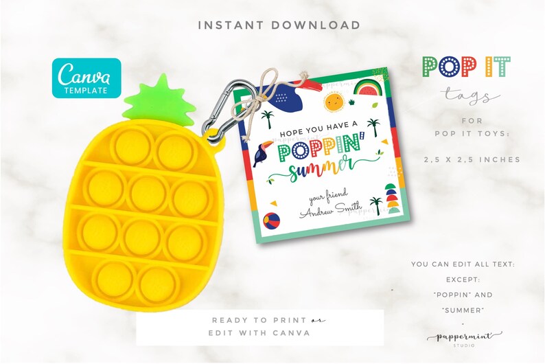 Pop It Gift Tags Hope You Have a Poppin Summer Pop-it Gift - Etsy