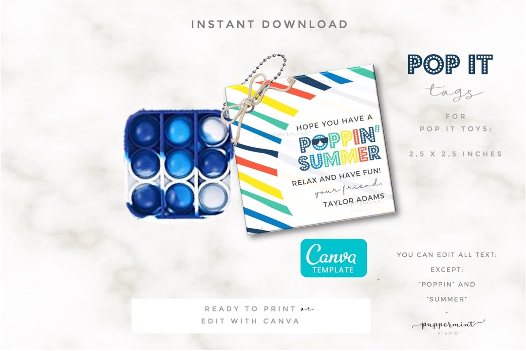 Pop It Tags Summer End of Year Pop It Gift Tags Pop-it Gift - Etsy