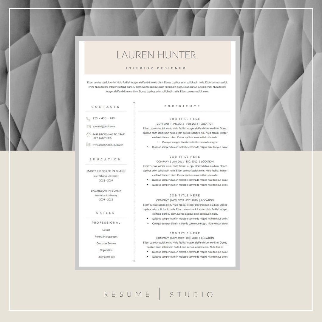 Teacher Resume Template With Cover Letter Template for WORD | Instant ...