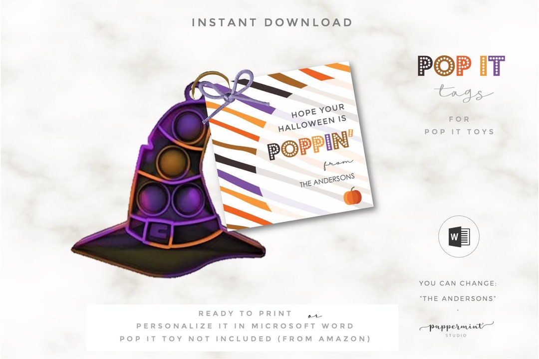 Halloween Pop It Tags, Poppin Halloween, Teacher School Gifts Tag ...