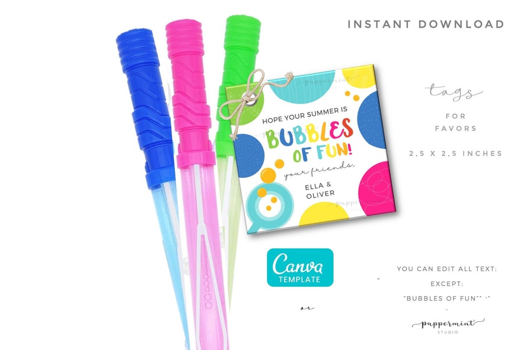 Editable End of School Year Tags, End of Schoolbubbles Gift Tags ...