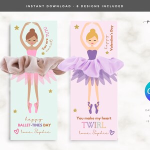 Ballerina Valentines Day Cards: Tutu Sweet Scrunchie Template (CANVA ...