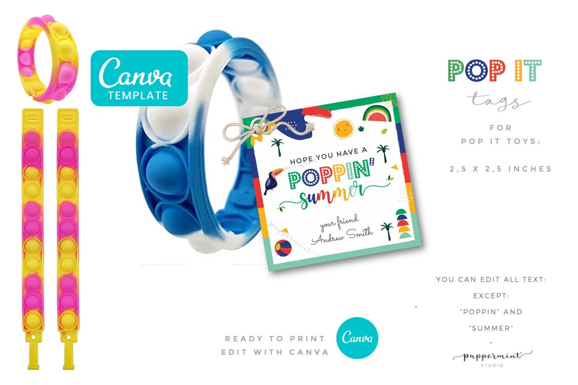 Pop It Gift Tags Hope You Have a Poppin Summer Pop-it Gift - Etsy