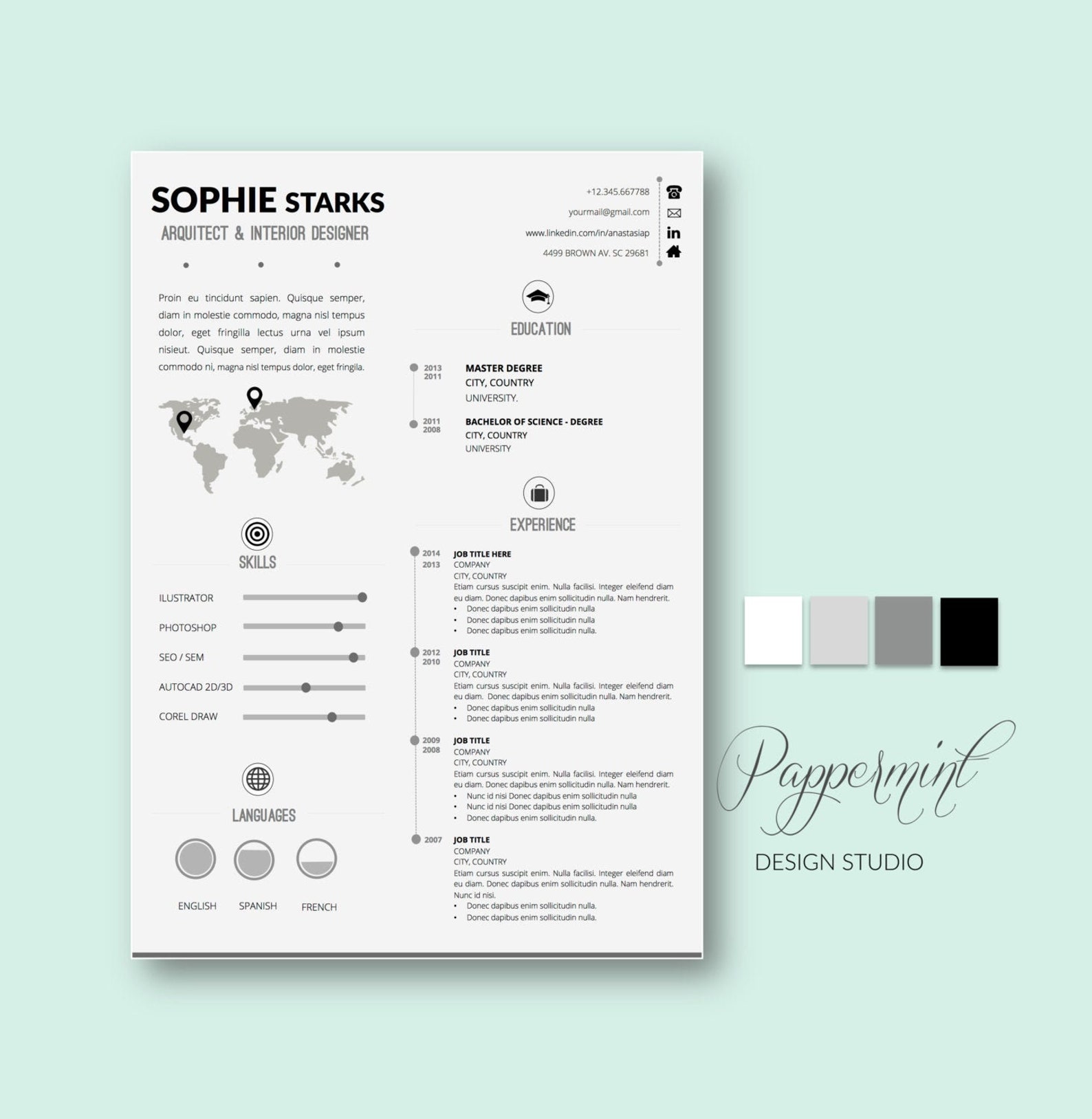 Timeline Resume Template With Cover Letter for Power Point | Etsy