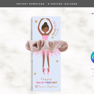 Ballerina Valentine's Day Cards: Tutu Sweet Scrunchie Template (CANVA ...