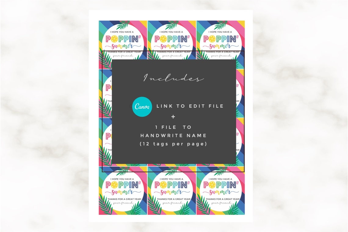SUMMER Pop It Tags Summer Poppin Favors Tag Teacher School - Etsy