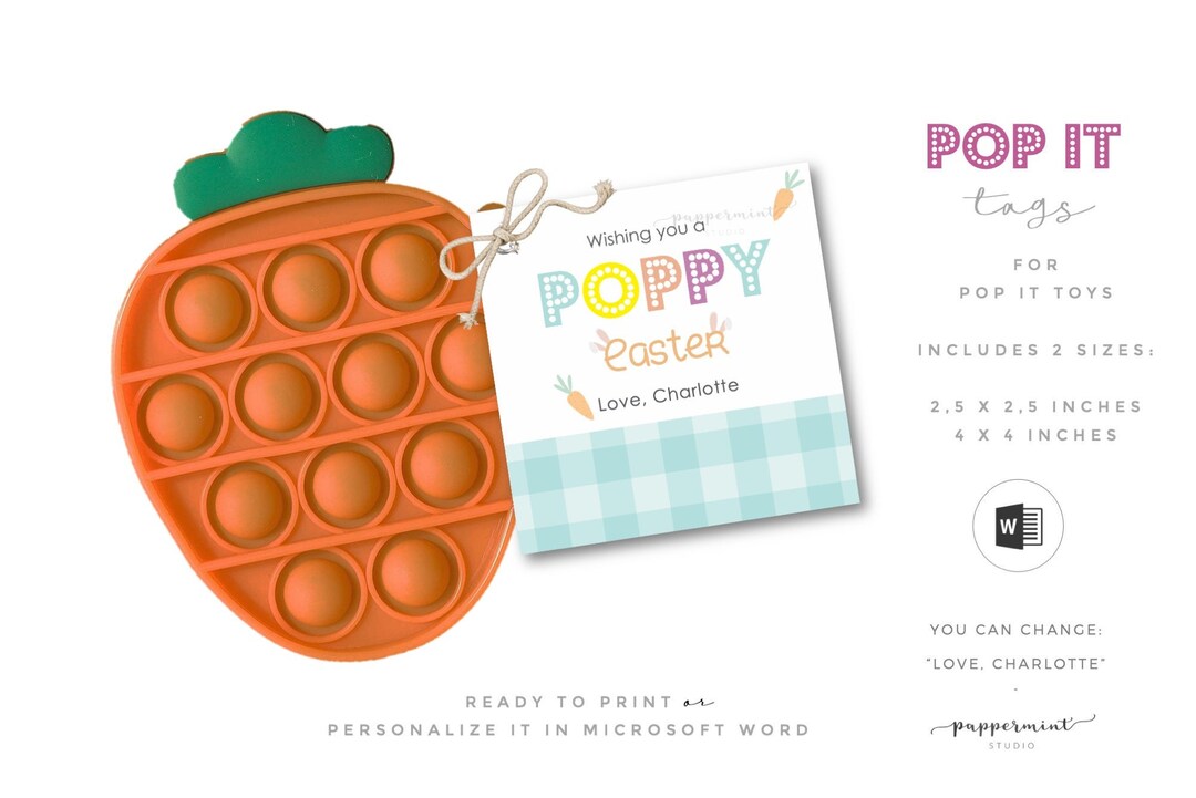Easter Pop It Gift Tags Personalized Pop It Tag Teacher - Etsy