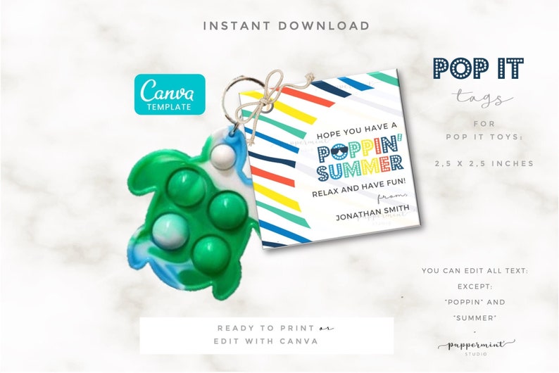 Pop It Tags Summer End of Year Pop It Gift Tags Pop-it Gift - Etsy
