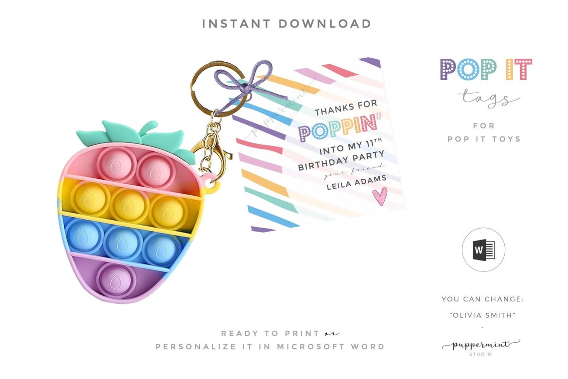 Pop It Gift Tags Birthday Pop It Tag Teacher School Gifts - Etsy