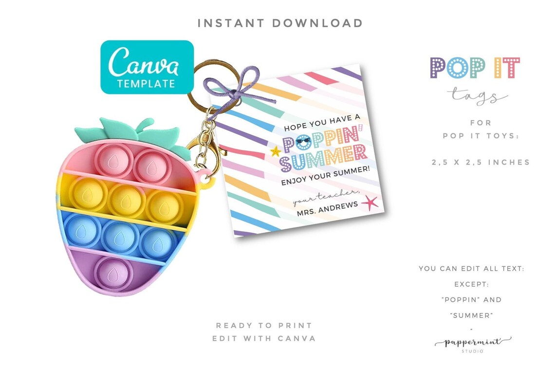 Poppin Summer Tag Pop It Gift Tags Pop-it Gift Labels - Etsy