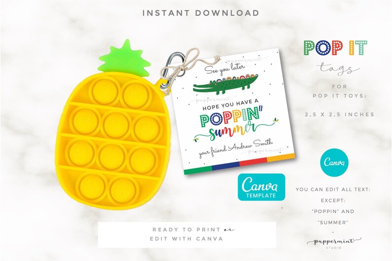 Pop It Gift Tags Hope You Have a Poppin Summer Pop-it Gift - Etsy