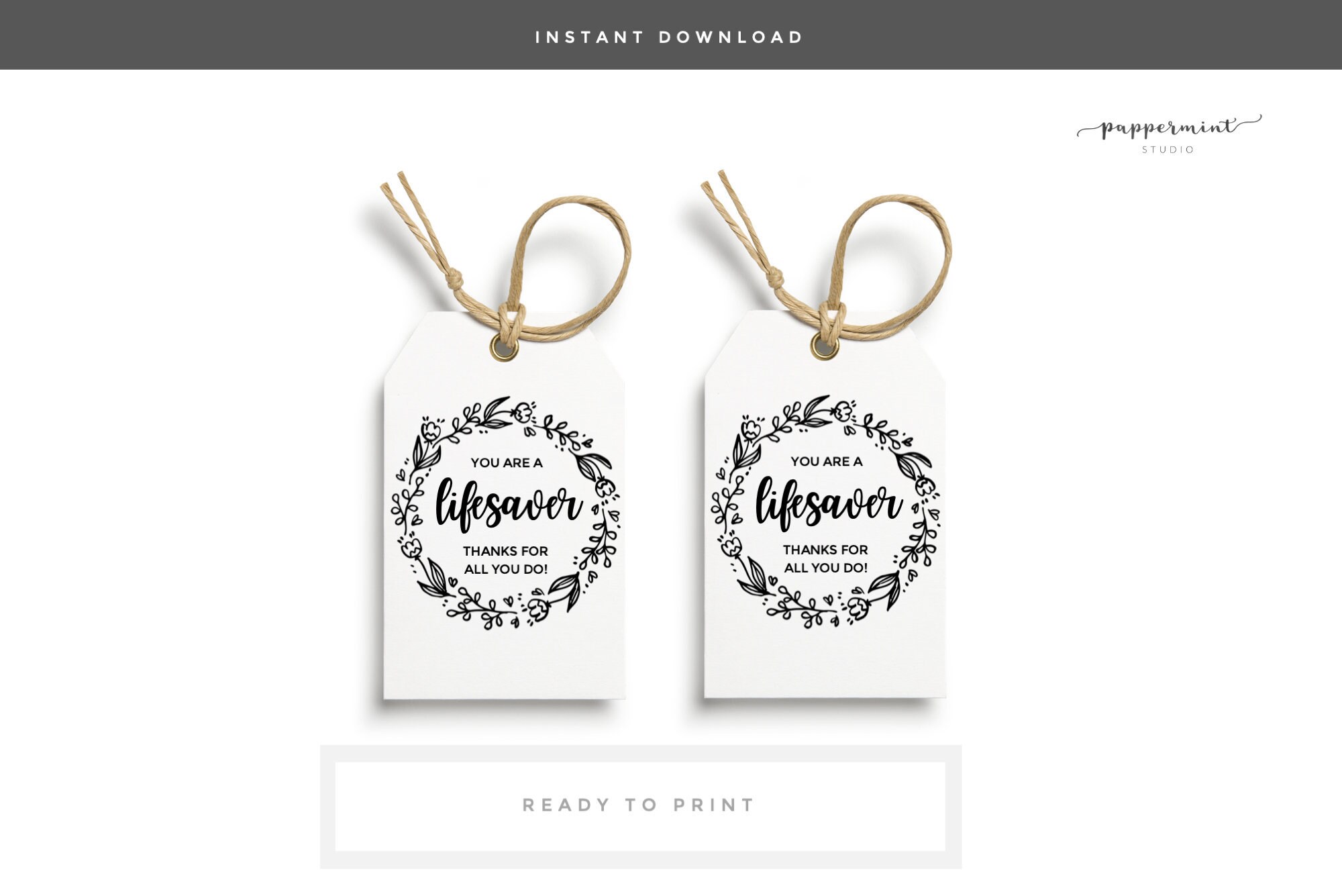 Thank You Tags DIY Printable Labels 3 in 1 Gift for | Etsy