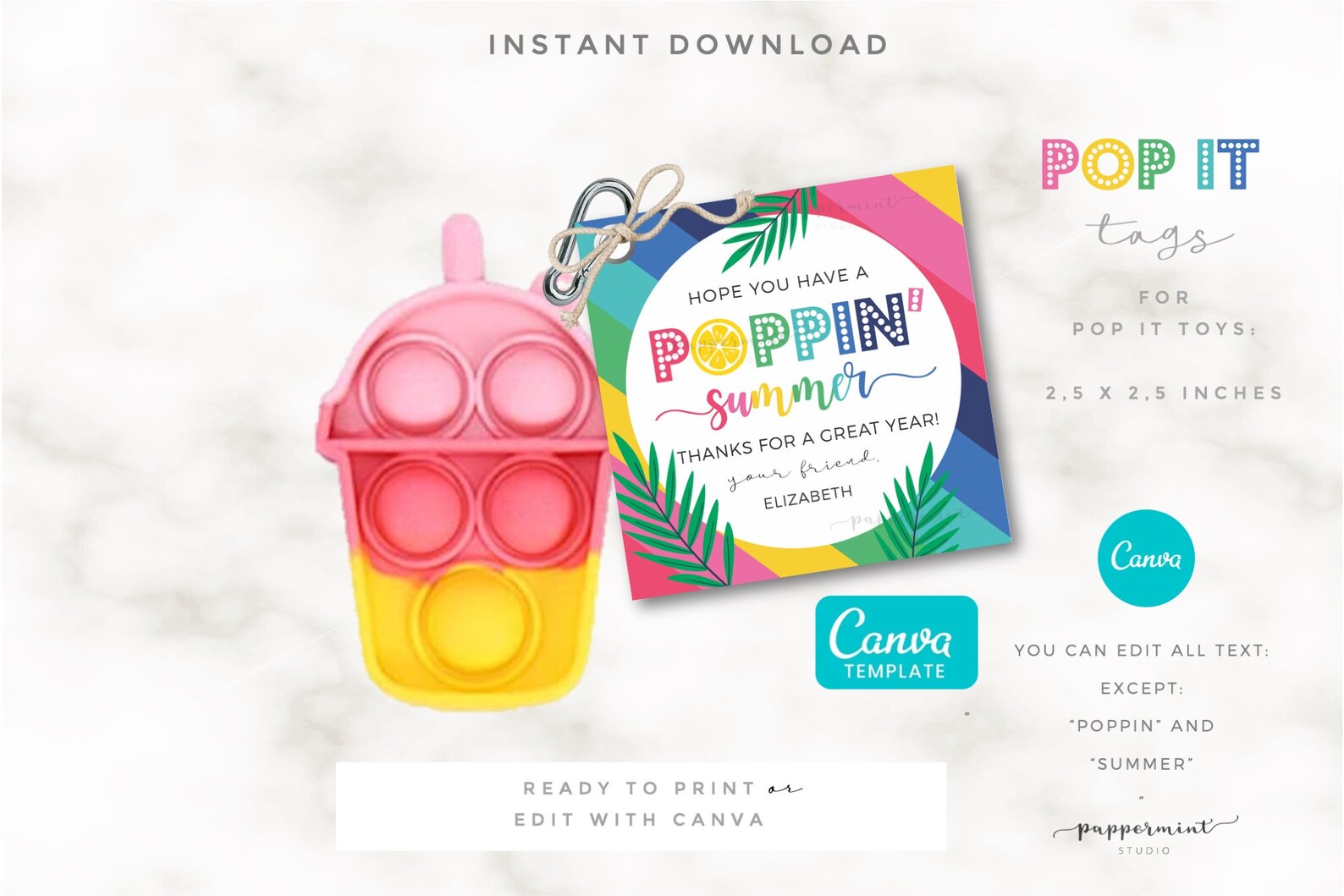 SUMMER Pop It Tags Summer Poppin Favors Tag Teacher School - Etsy