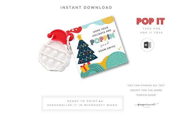 Holidays Pop It Gift Tags Personalized Pop It Tag Christmas | Etsy