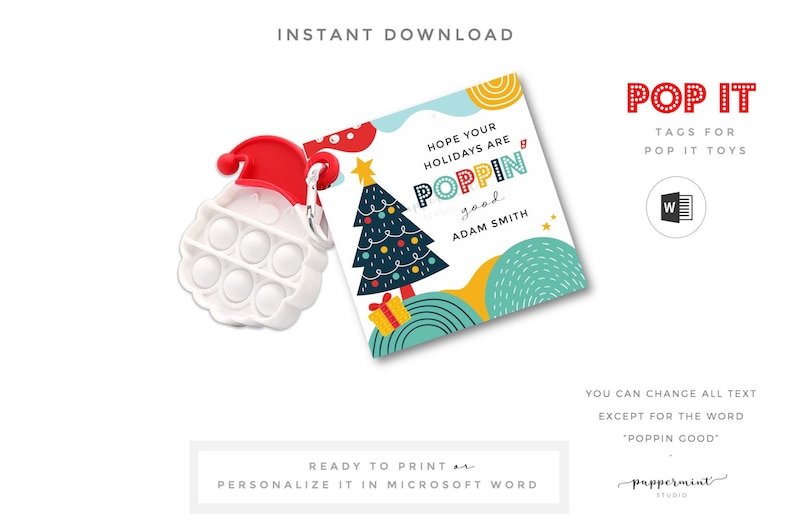 Holidays Pop It Gift Tags Personalized Pop It Tag Christmas | Etsy