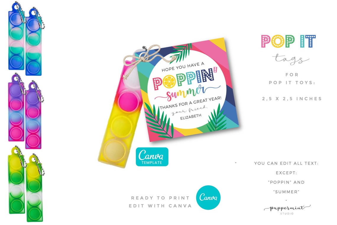 SUMMER Pop It Tags Summer Poppin Favors Tag Teacher School - Etsy