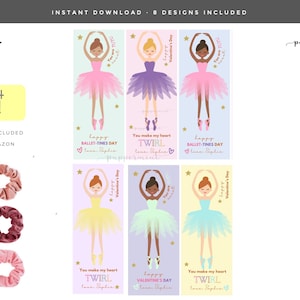 Ballerina Valentine's Day Cards: Tutu Sweet Scrunchie Template (CANVA ...