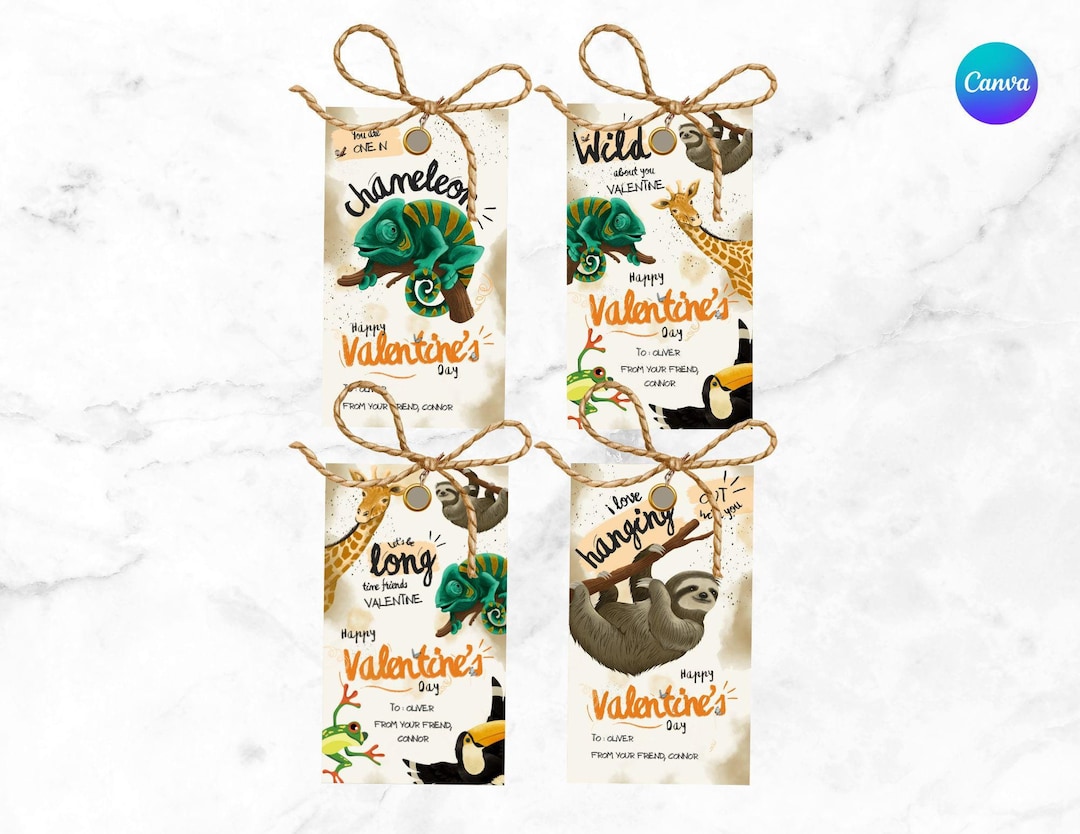 Jungle Animal Valentine Cards: Printable School Valentines (editable in ...