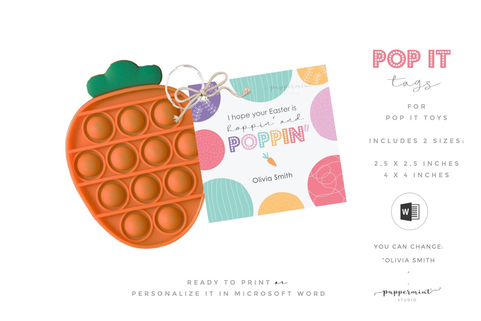 Easter Pop It Gift Tags Personalized Pop It Tag Teacher - Etsy