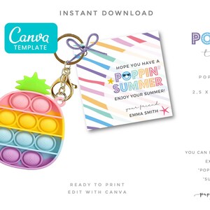 Poppin Summer Tag, Pop It Gift Tags, Pop-it Gift Labels, Teacher End of ...