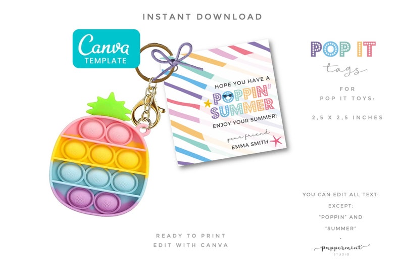 Poppin Summer Tag Pop It Gift Tags Pop-it Gift Labels - Etsy