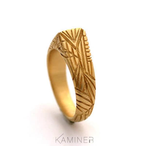 Geometric Solid Gold Ring - Etsy