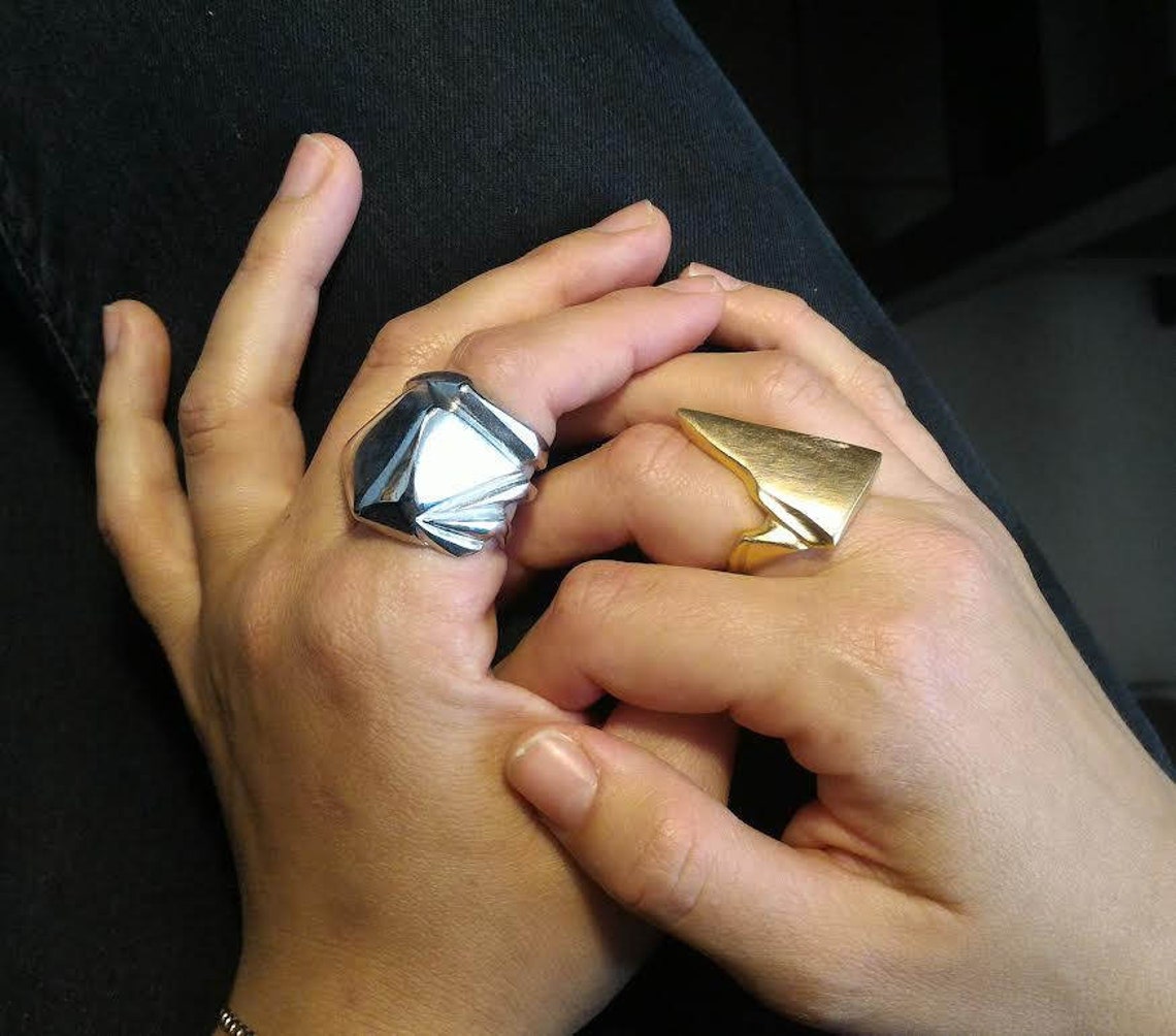Brutalist Ring Big Gold Ring Big Silver Ring - Etsy