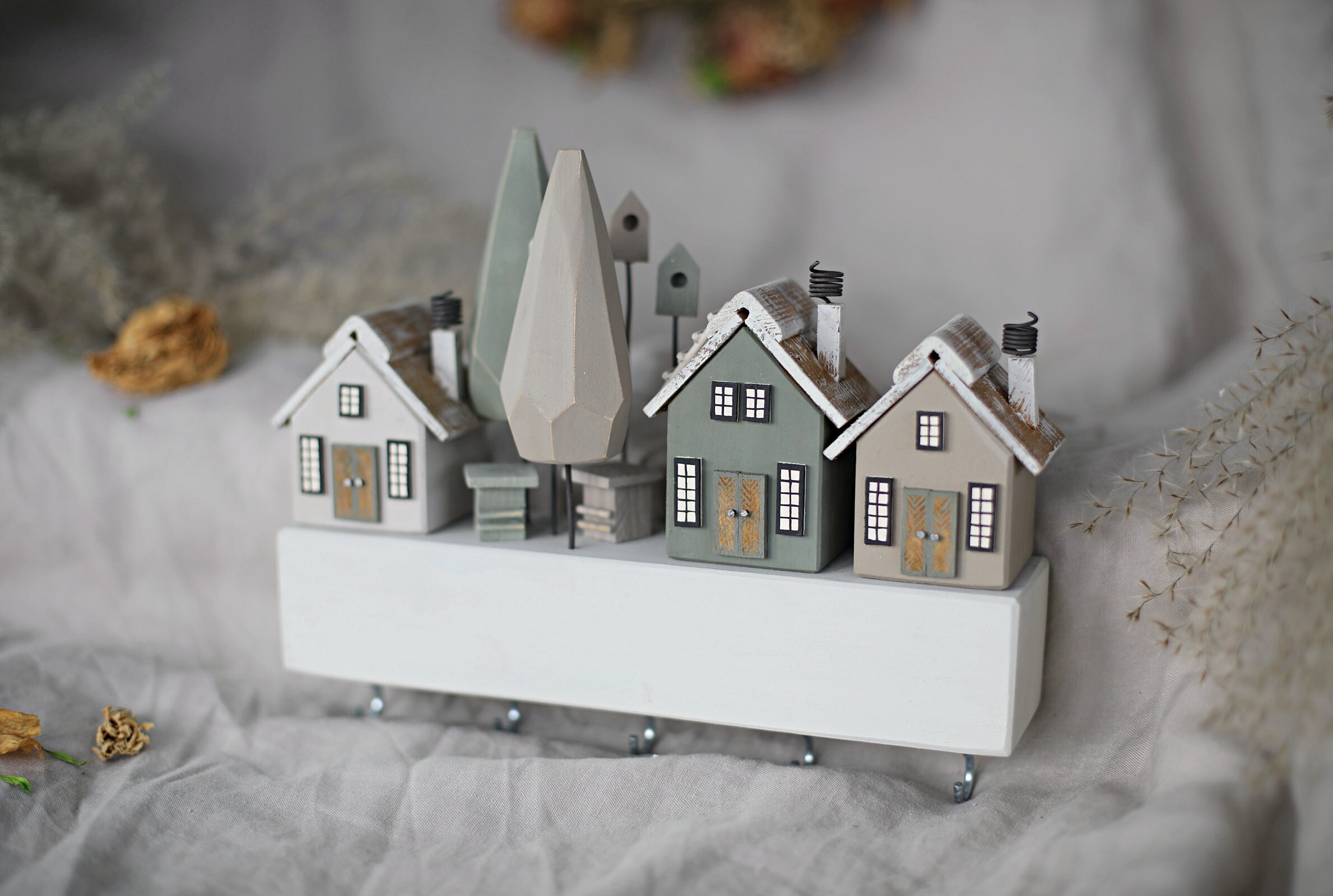 Decorative Beige Wall Hook, Wooden Key Holder, Celestial Decor, Wooden ...