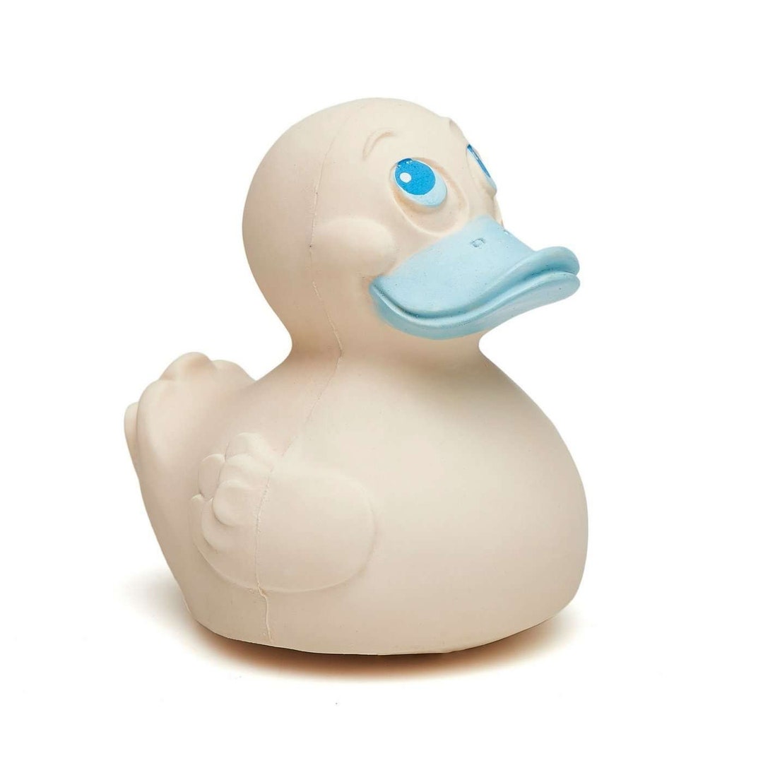 Natural Rubber Duck White With Blue Beak Bath & Teether Toy Baby Toy ...