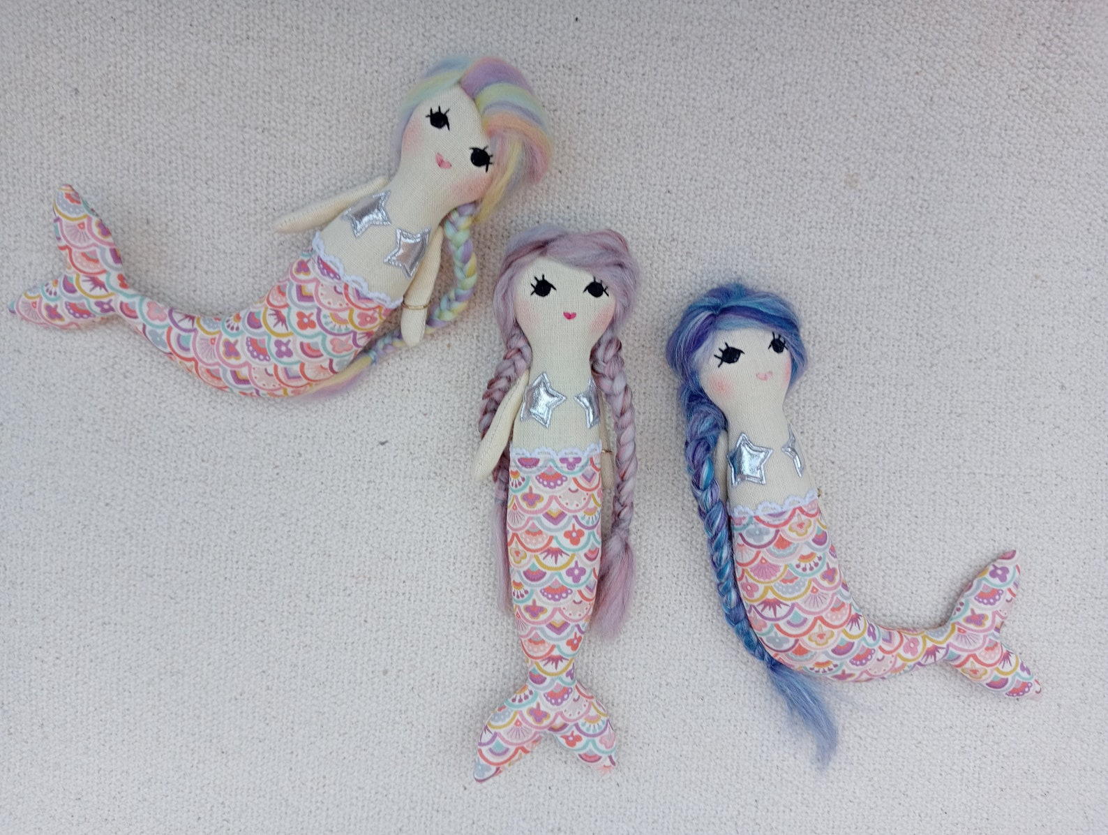 Mini Mermaid Doll. Pastel Mermaids. Traditional Whimsical Style Mermaid ...