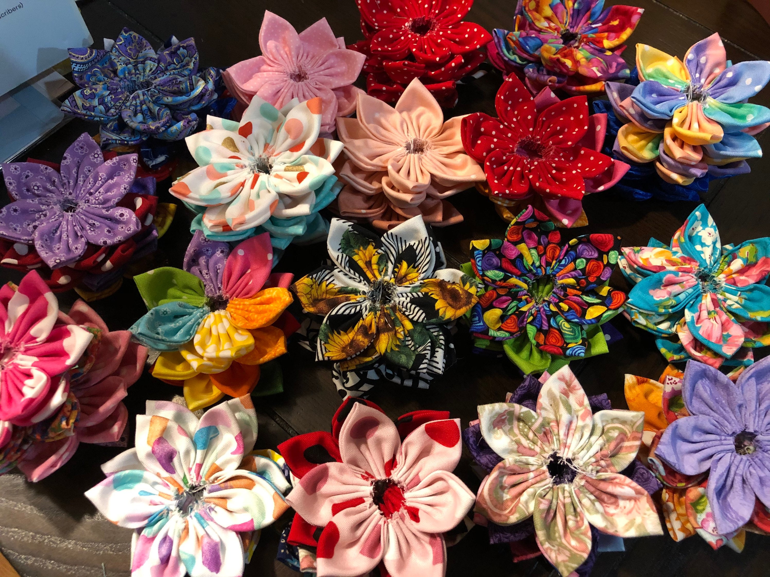 Fabric Flowers LOT of 6 Fabric Flowers Hand-sewn fabric | Etsy