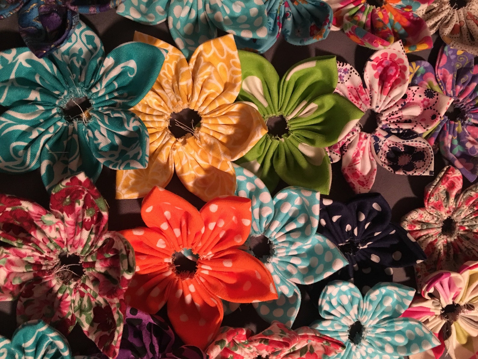 Fabric Flowers LOT of 6 Fabric Flowers Hand-sewn Fabric | Etsy