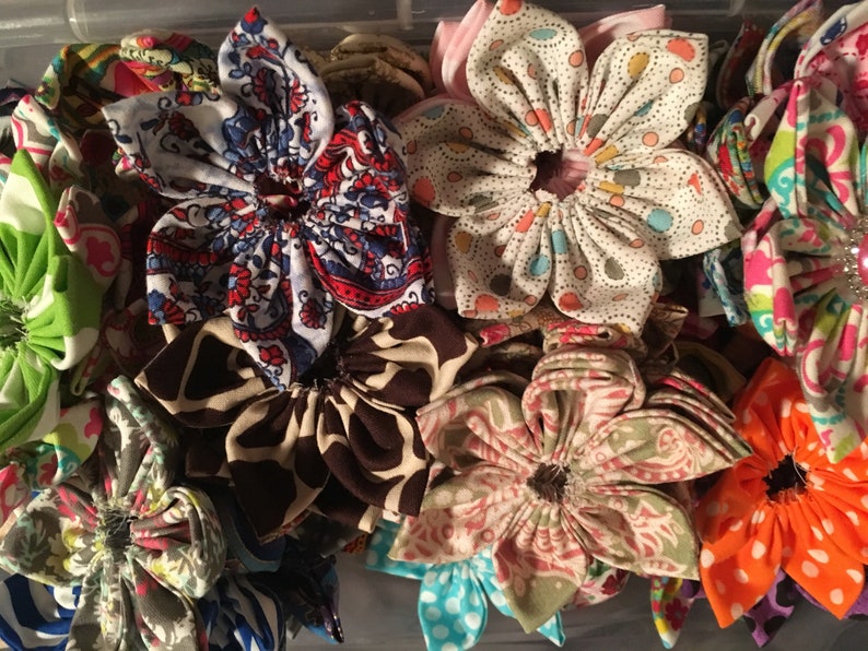 Fabric Flowers LOT hand-sewn fabric flowers 20 large fabric | Etsy