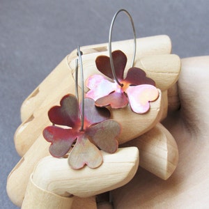 Flower Titanium Hoop Earrings, Contemporary Earring, Dainty Hoop ...