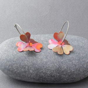 Flower Titanium Hoop Earrings, Contemporary Earring, Dainty Hoop ...