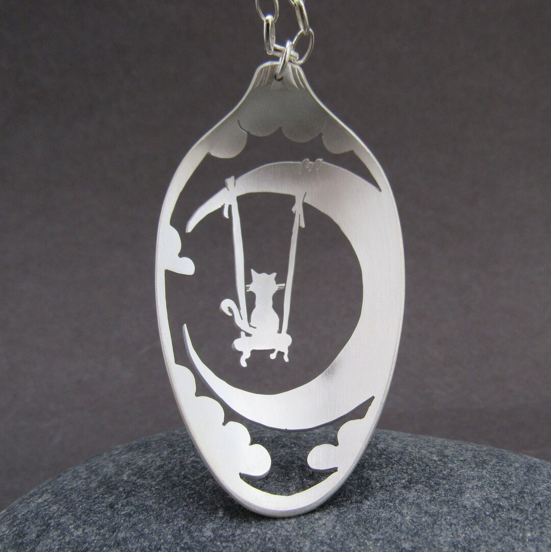 Silverware Cat Necklace: Sterling Silver Celestial Spoon Pendant - Etsy