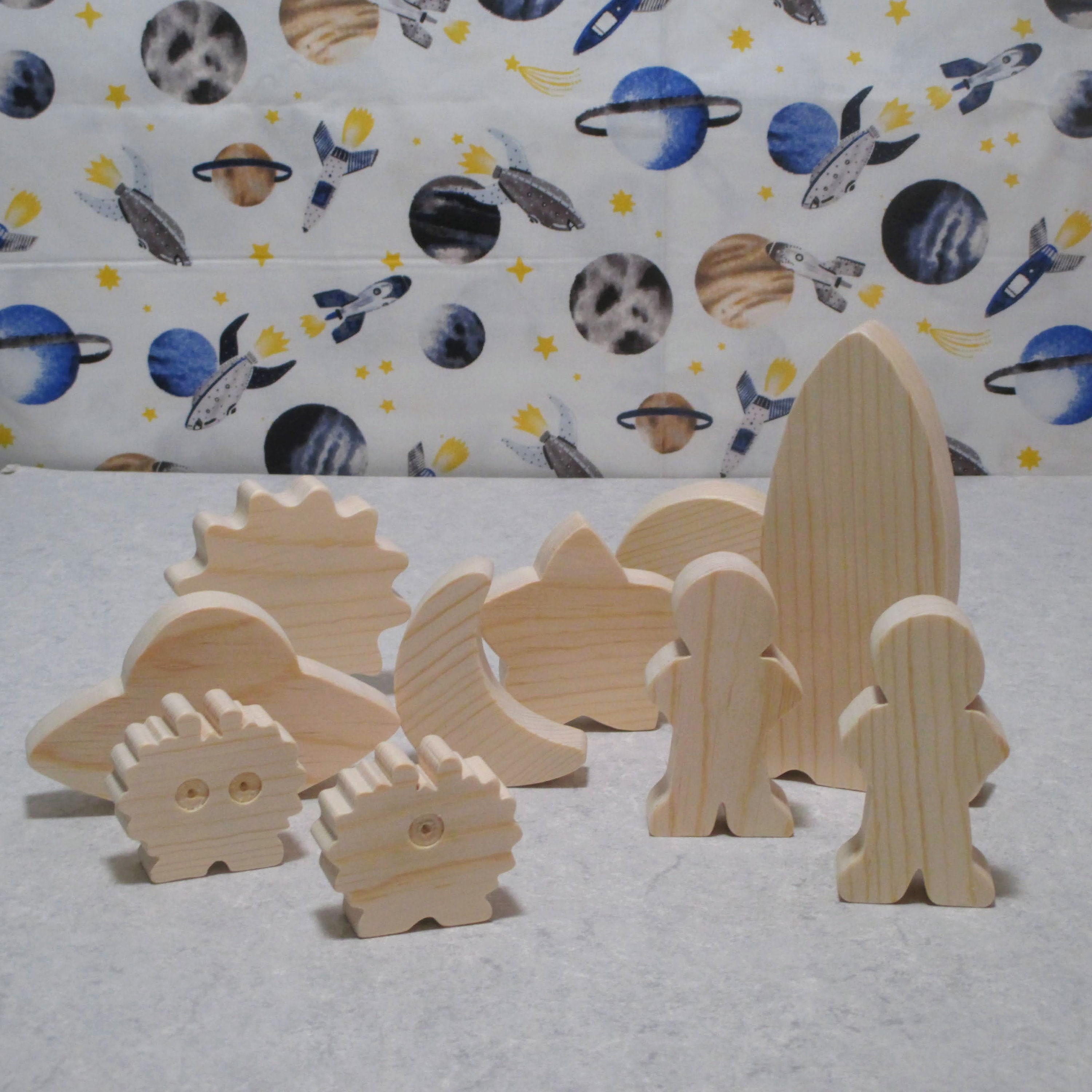 Wooden space toys Wooden rocket Wooden alien Birthday | Etsy