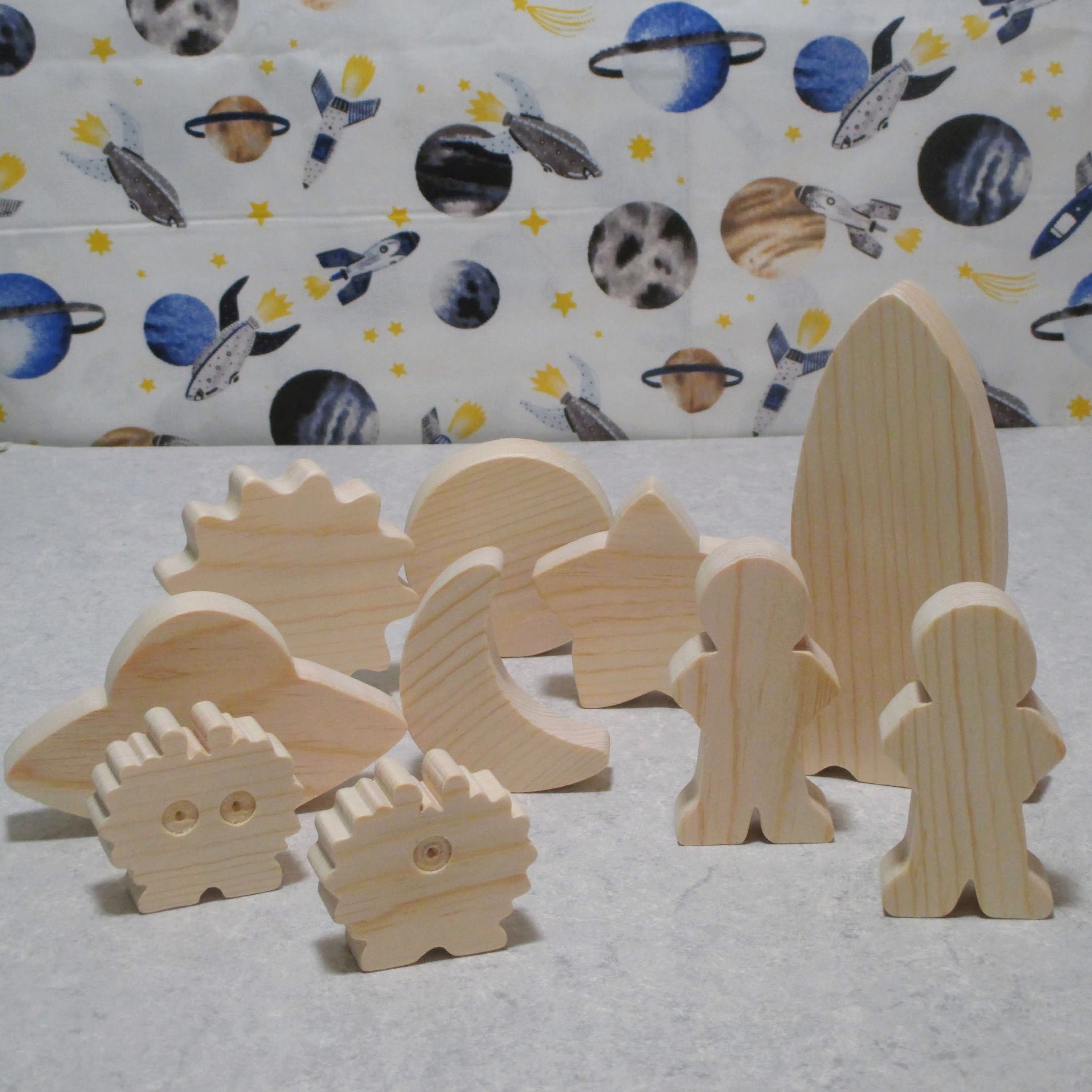 Wooden space toys Wooden rocket Wooden alien Birthday | Etsy