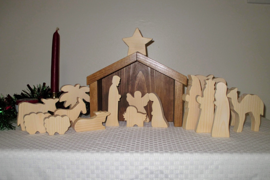 Wooden Nativity Set Wooden Nativity Scene Rustic Christmas Decor ...