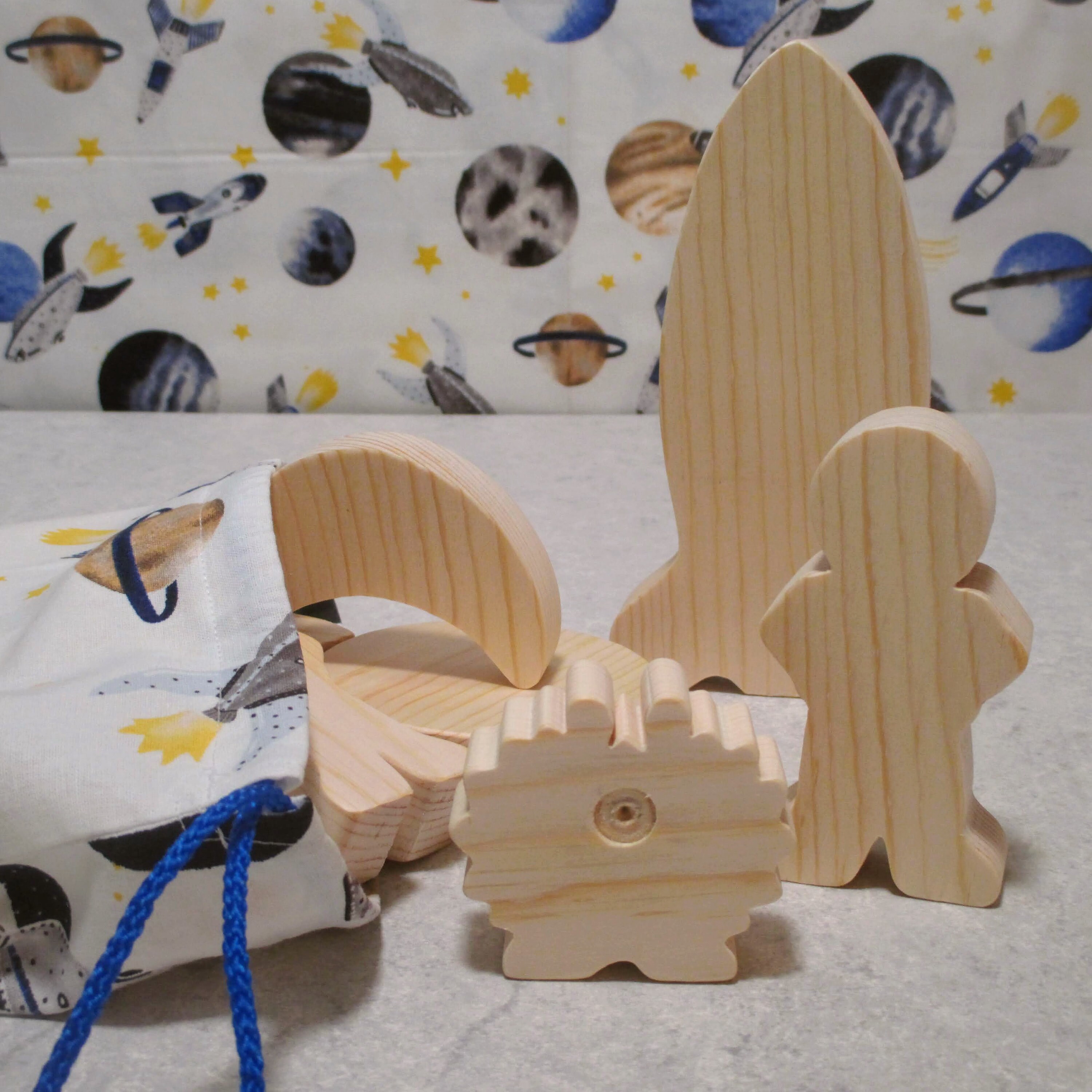 Wooden space toys Wooden rocket Wooden alien Birthday | Etsy